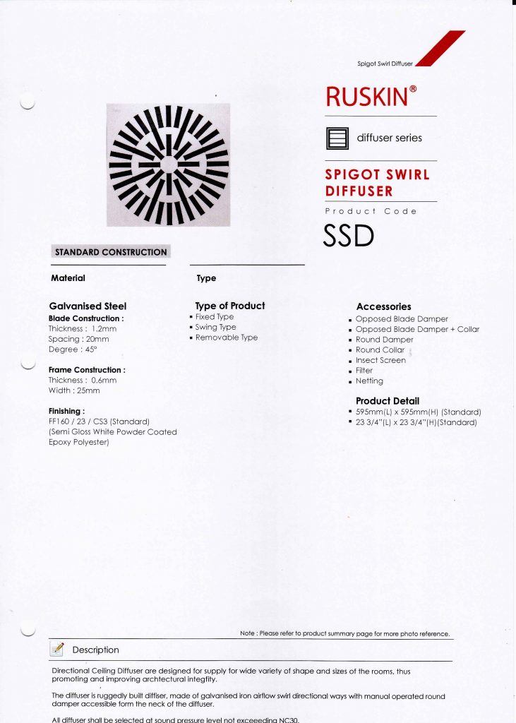 Spigot Swirl Diffuser – Ruskin (M) Sdn Bhd