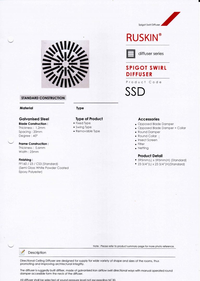 Spigot Swirl Diffuser – Ruskin (M) Sdn Bhd