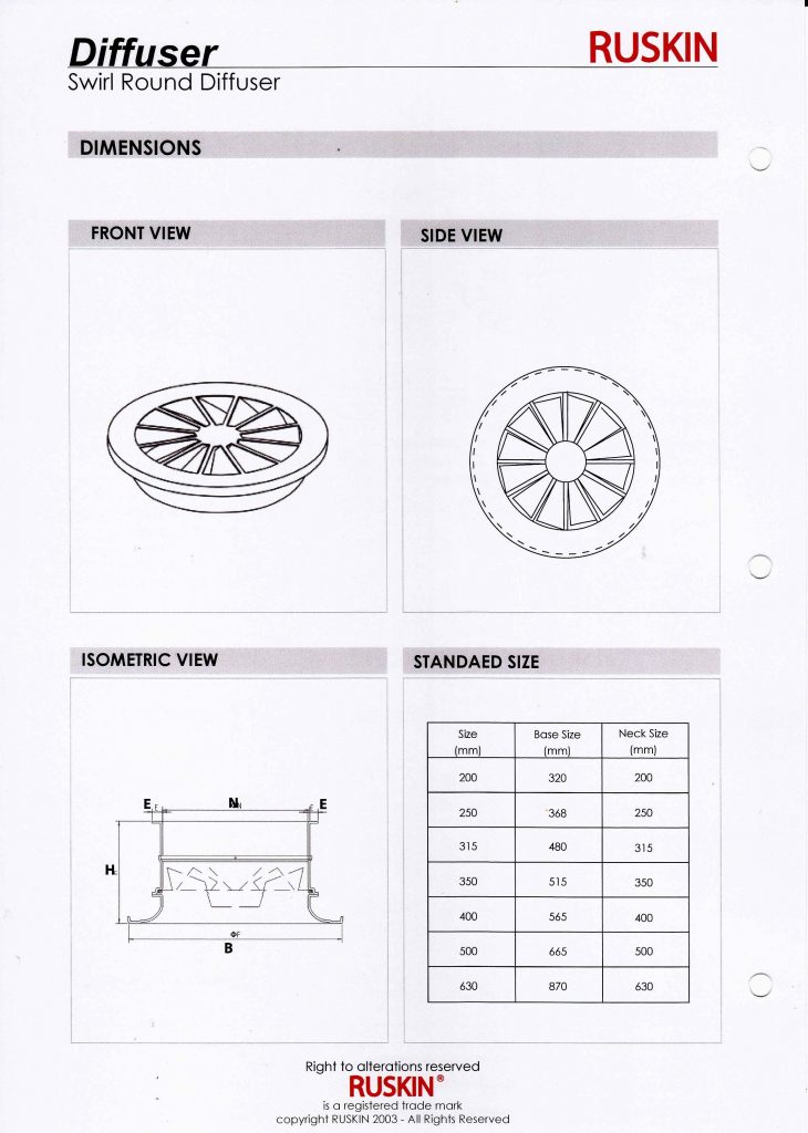 Swirl Round Diffuser – Ruskin (M) Sdn Bhd