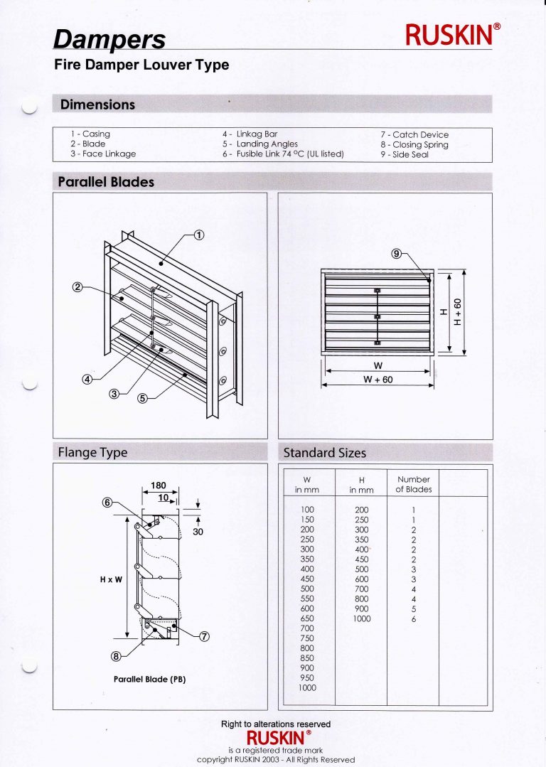 Fire Damper Louver Type – Ruskin (M) Sdn Bhd